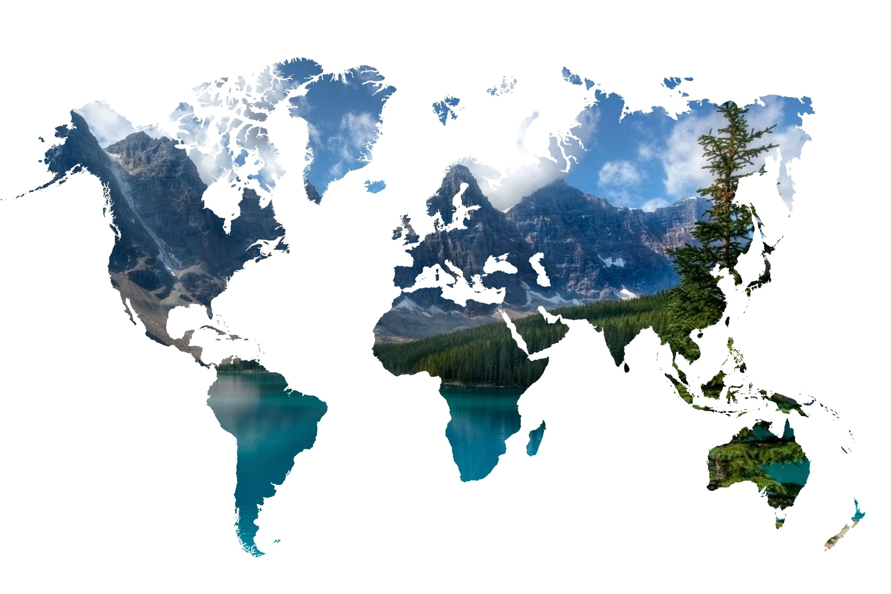 World Map Wall Art Landscape Printables Global World Canvas Modern Home ...