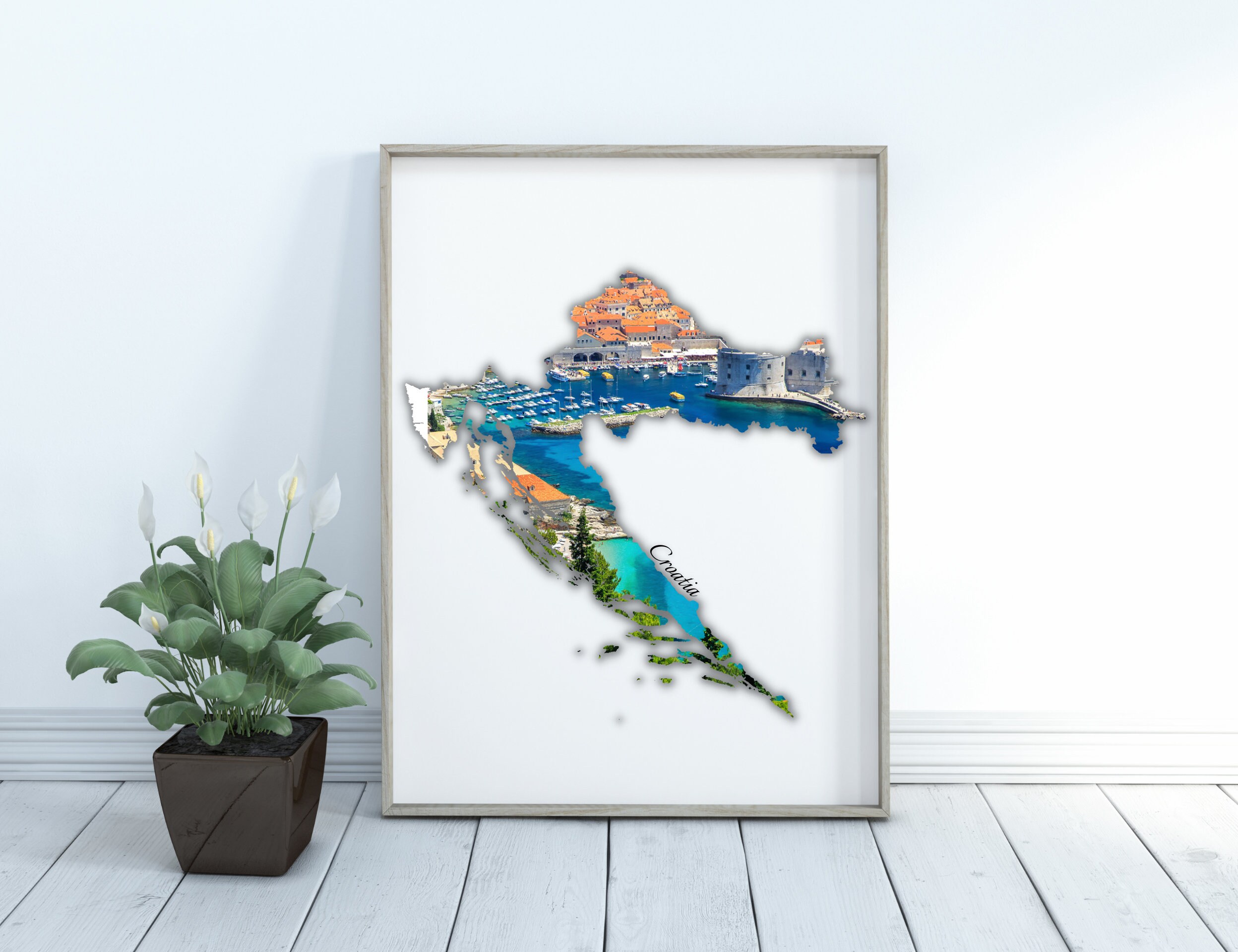 Croatia Wall Art Map | Printable Digital Download Canvas | Croatian ...