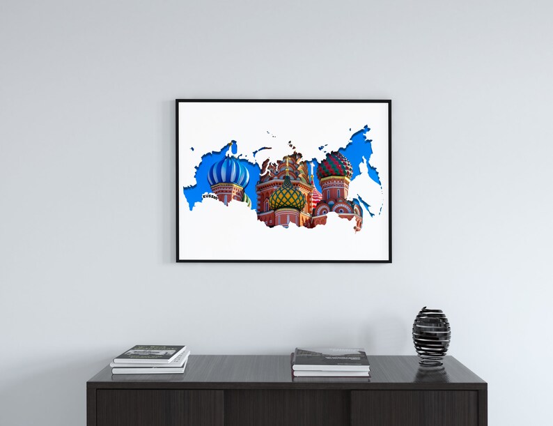 Russia Wall Art Map Printable Russian Design Home Decoration Digital ...