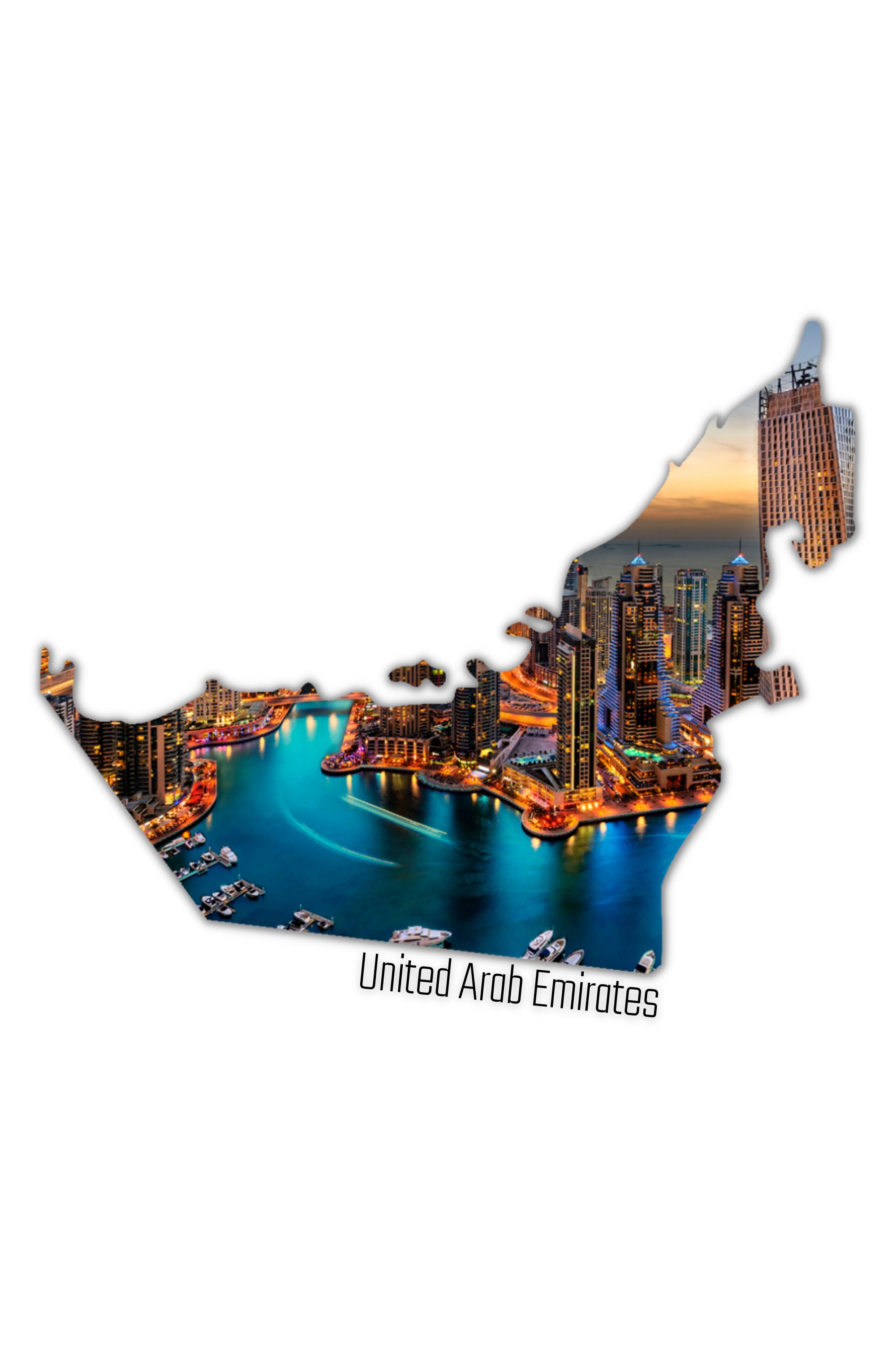United Arab Emirates Wall Art Map | Printable UAE Cityscape Digital ...
