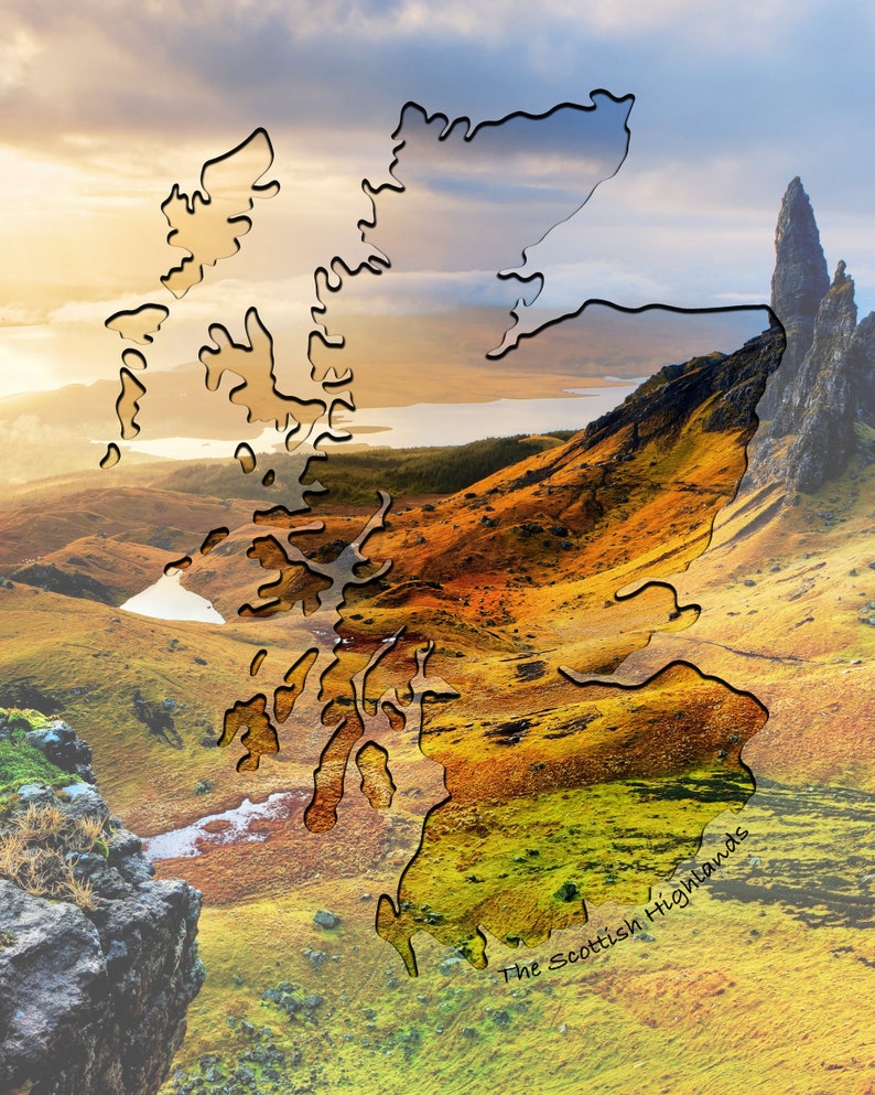 Scotland Map Jigsaw Puzzle Landscape Present Vibrant High - Etsy