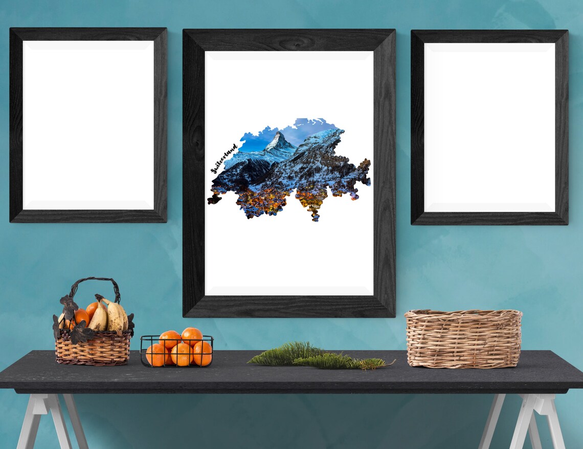 Swiss Wall Art Map | Printable Digital Download Canvas | Switzerland ...