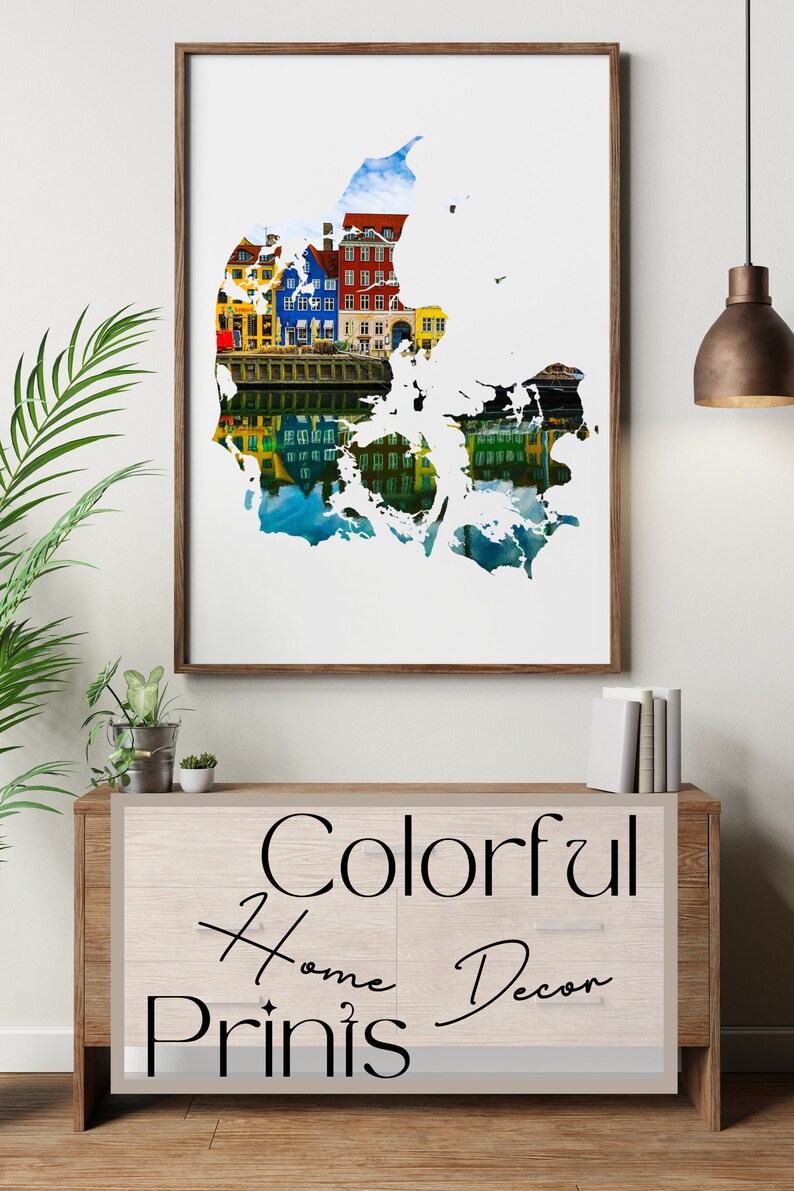 Colorful Wall Decor Map | Danish Pastel Interior Design | Printable ...