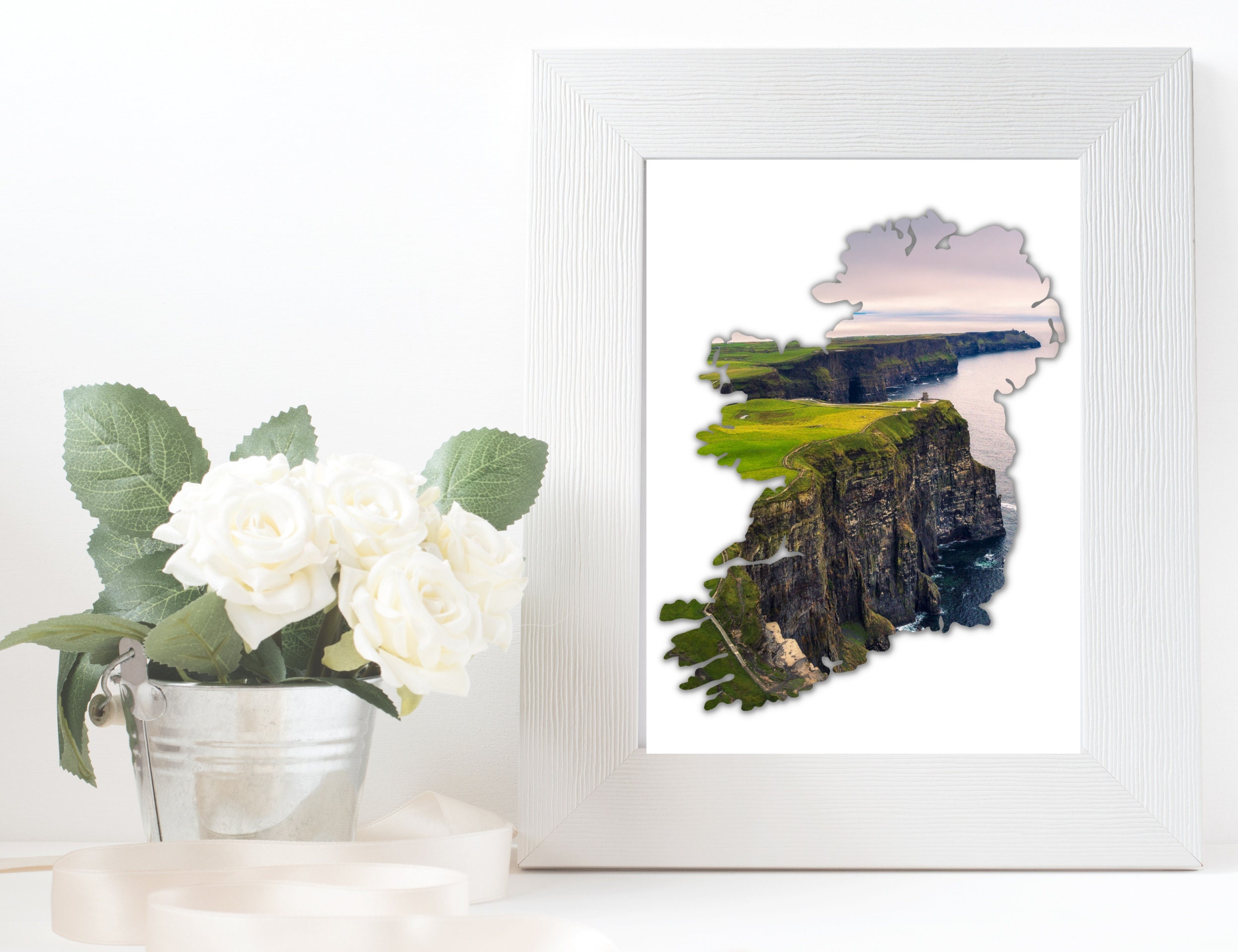 Ireland Wall Art Map | Vibrant Green Irish Print | Modern Gaelic Design ...