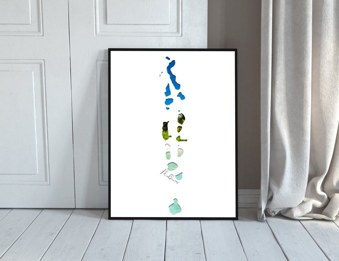 Maldives Wall Art Map | Tropical Island Print | Indian Ocean Art ...