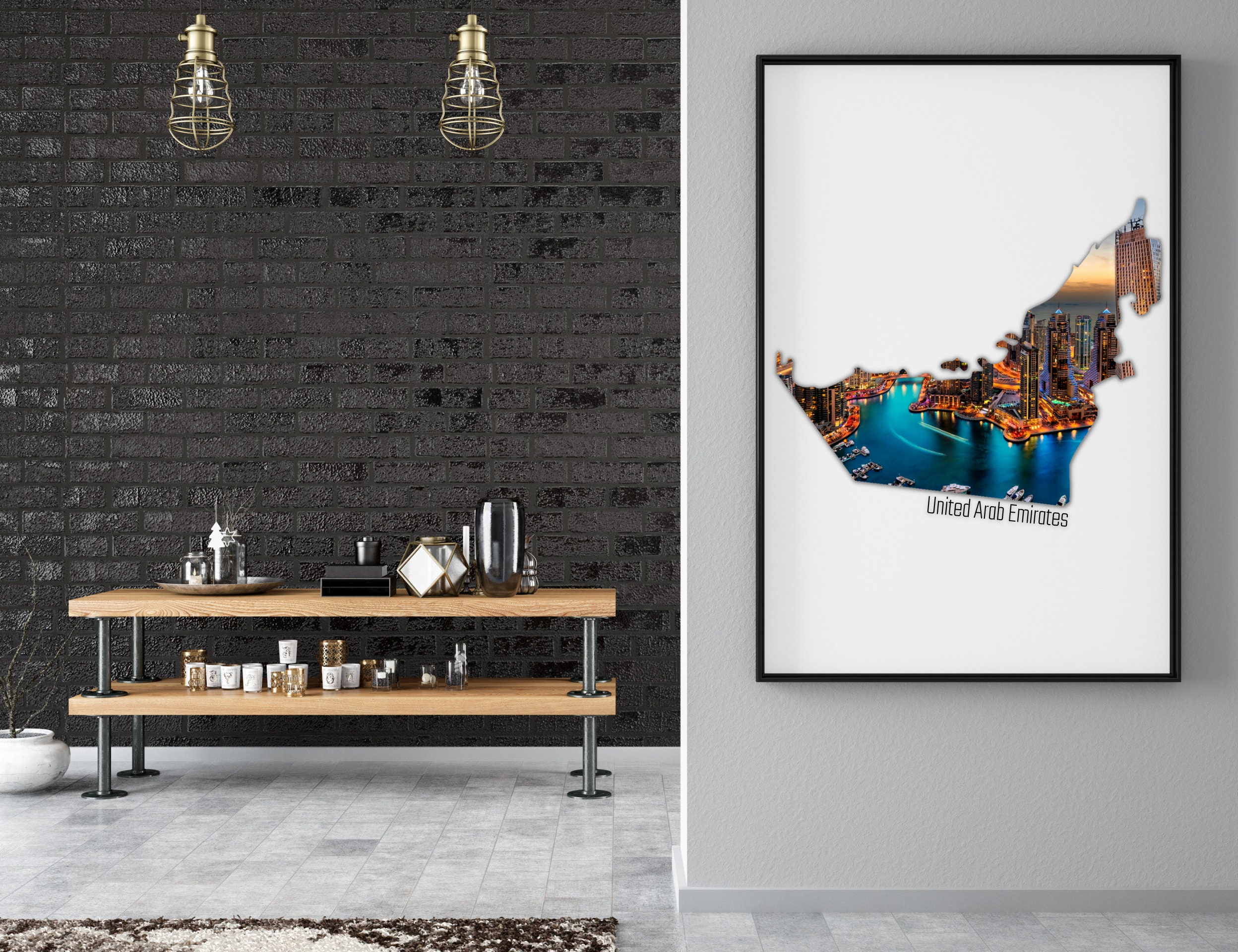 United Arab Emirates Wall Art Map | Printable UAE Cityscape Digital ...