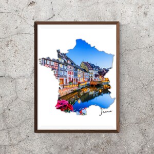 French Wall Art Map Print | Outline Map of France | Printable European ...