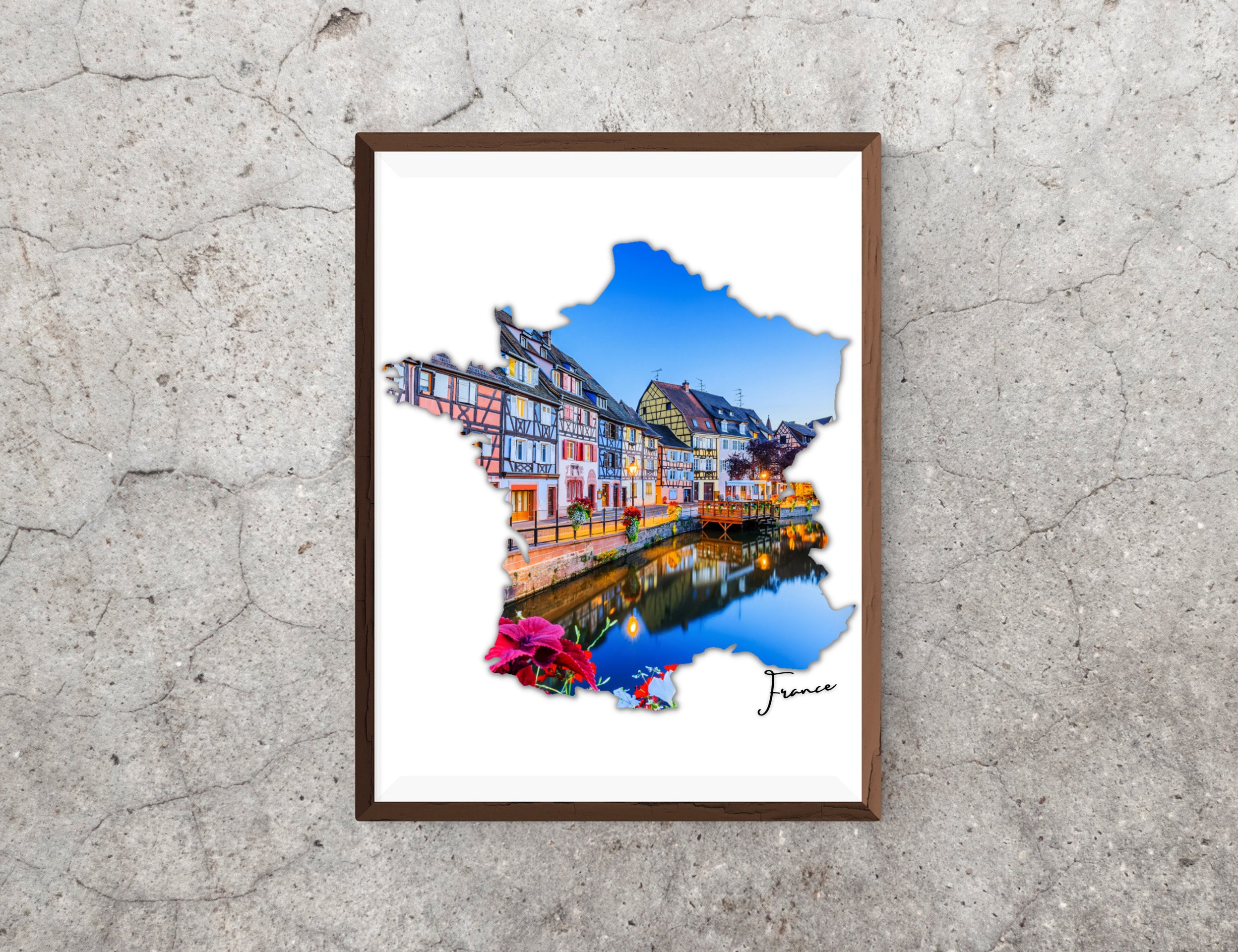 French Wall Art Map Print | Outline Map of France | Printable European ...