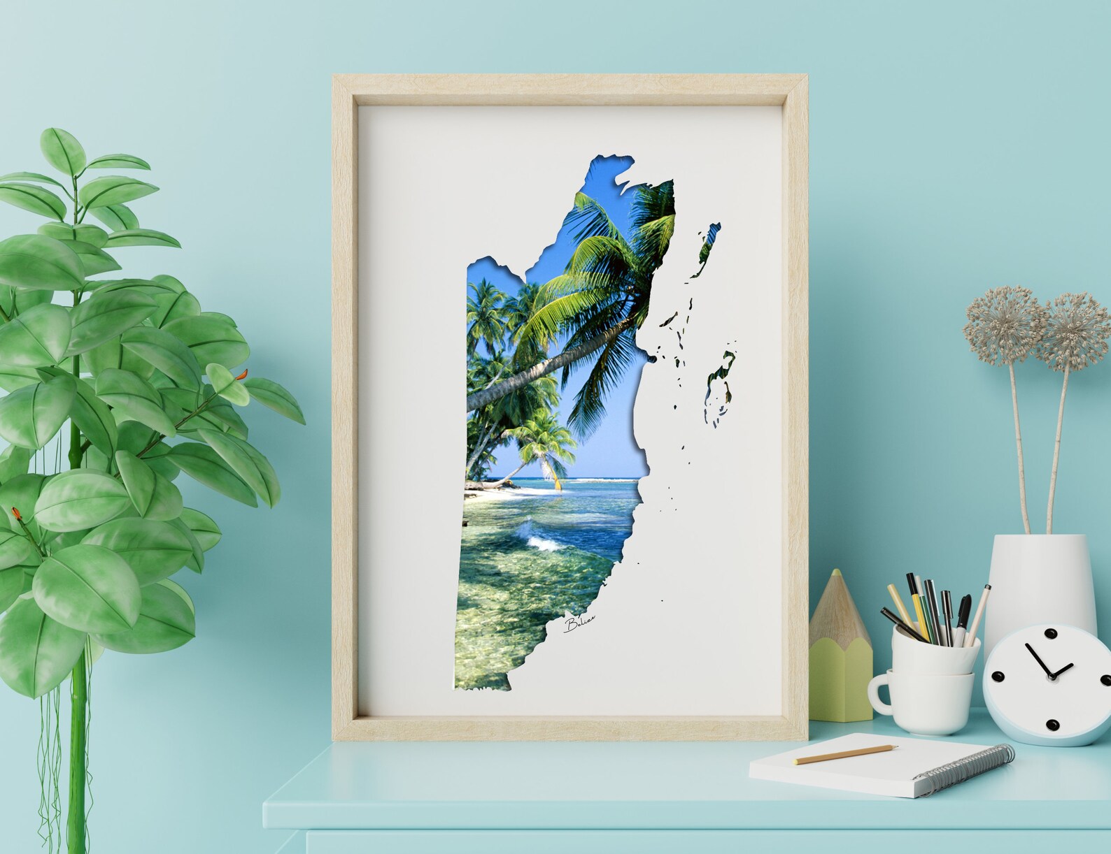 Caribbean Wall Art | Belize Map Print | Tropical Rainforest Home Decor ...