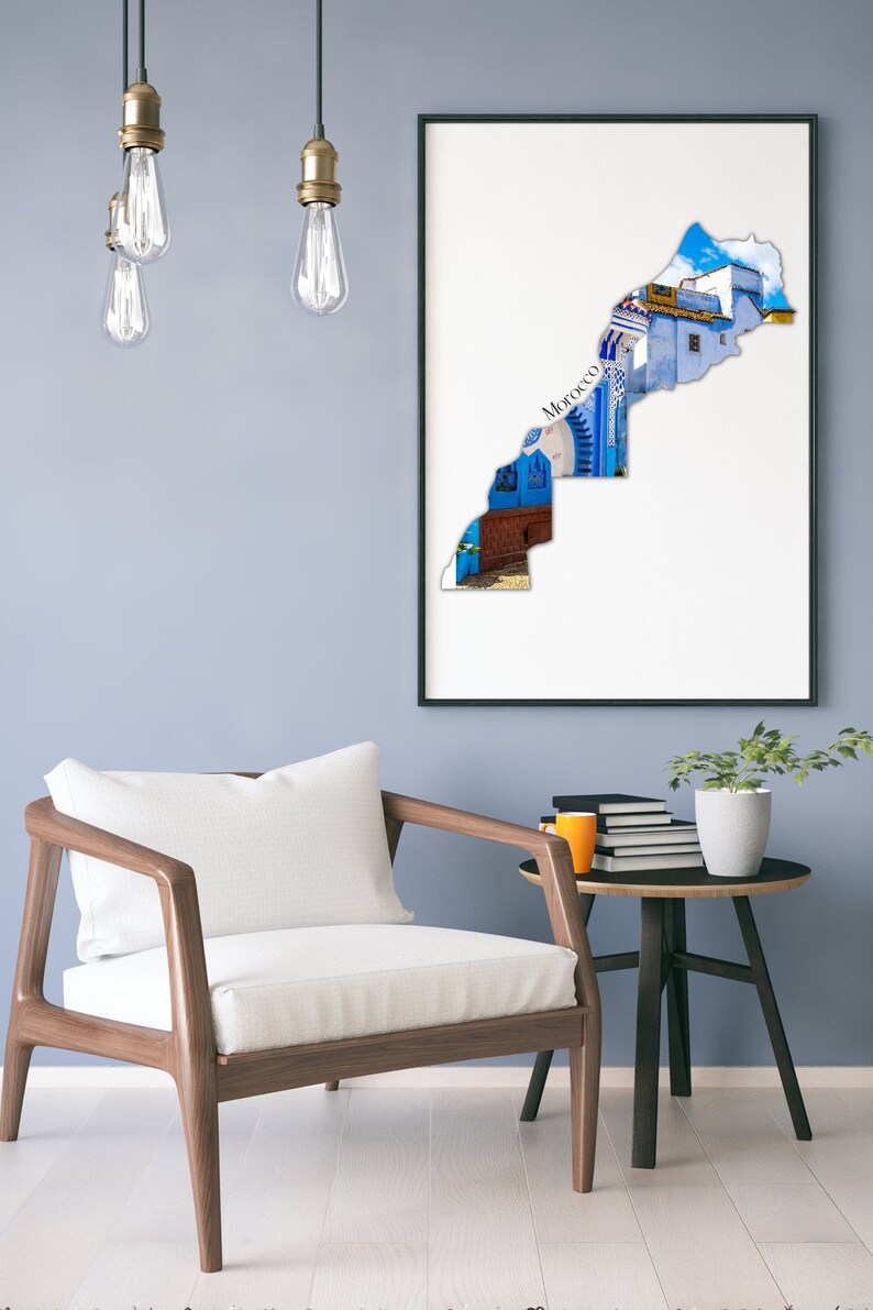 Morocco Wall Art Map | Printable Digital Download Canvas Moroccan ...