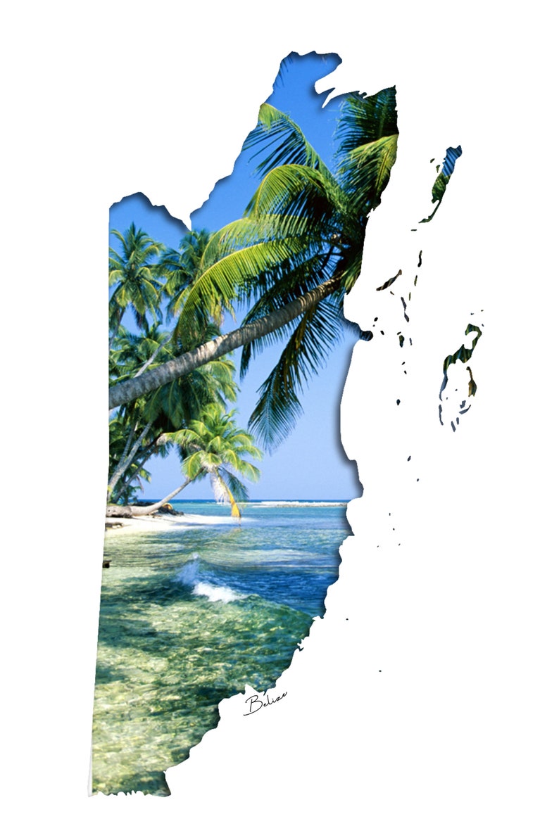 Caribbean Wall Art | Belize Map Print | Tropical Rainforest Home Decor ...