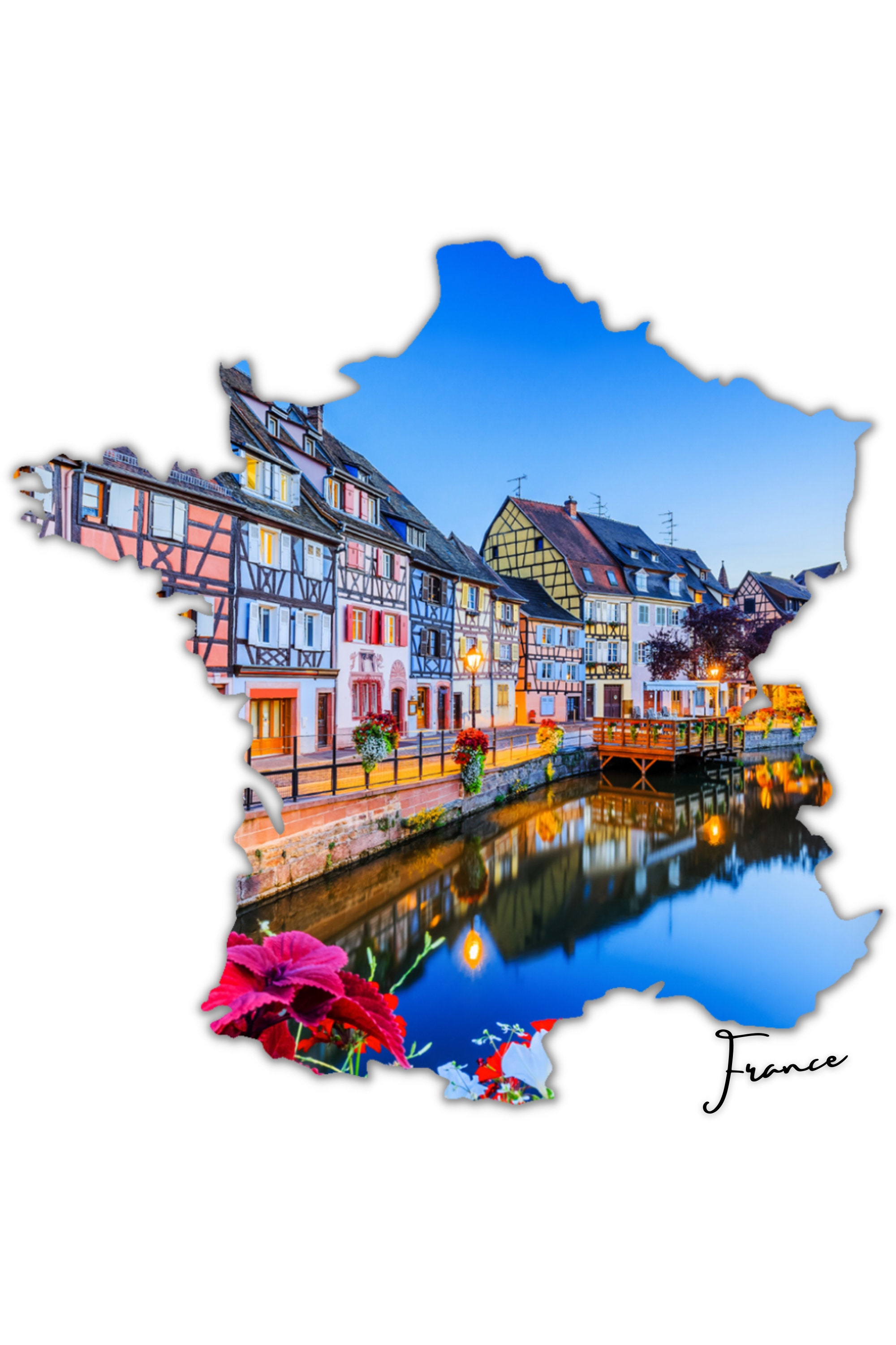 French Wall Art Map Print | Outline Map of France | Printable European ...
