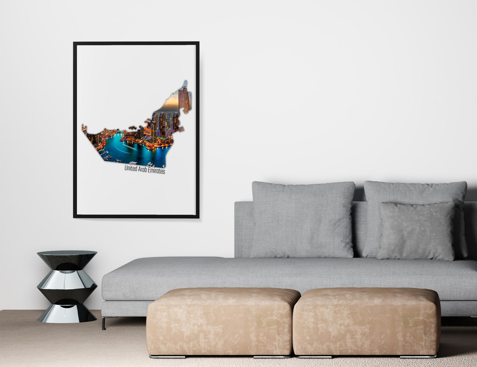 United Arab Emirates Wall Art Map | Printable UAE Cityscape Digital ...