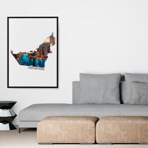 United Arab Emirates Wall Art Map | Printable UAE Cityscape Digital ...