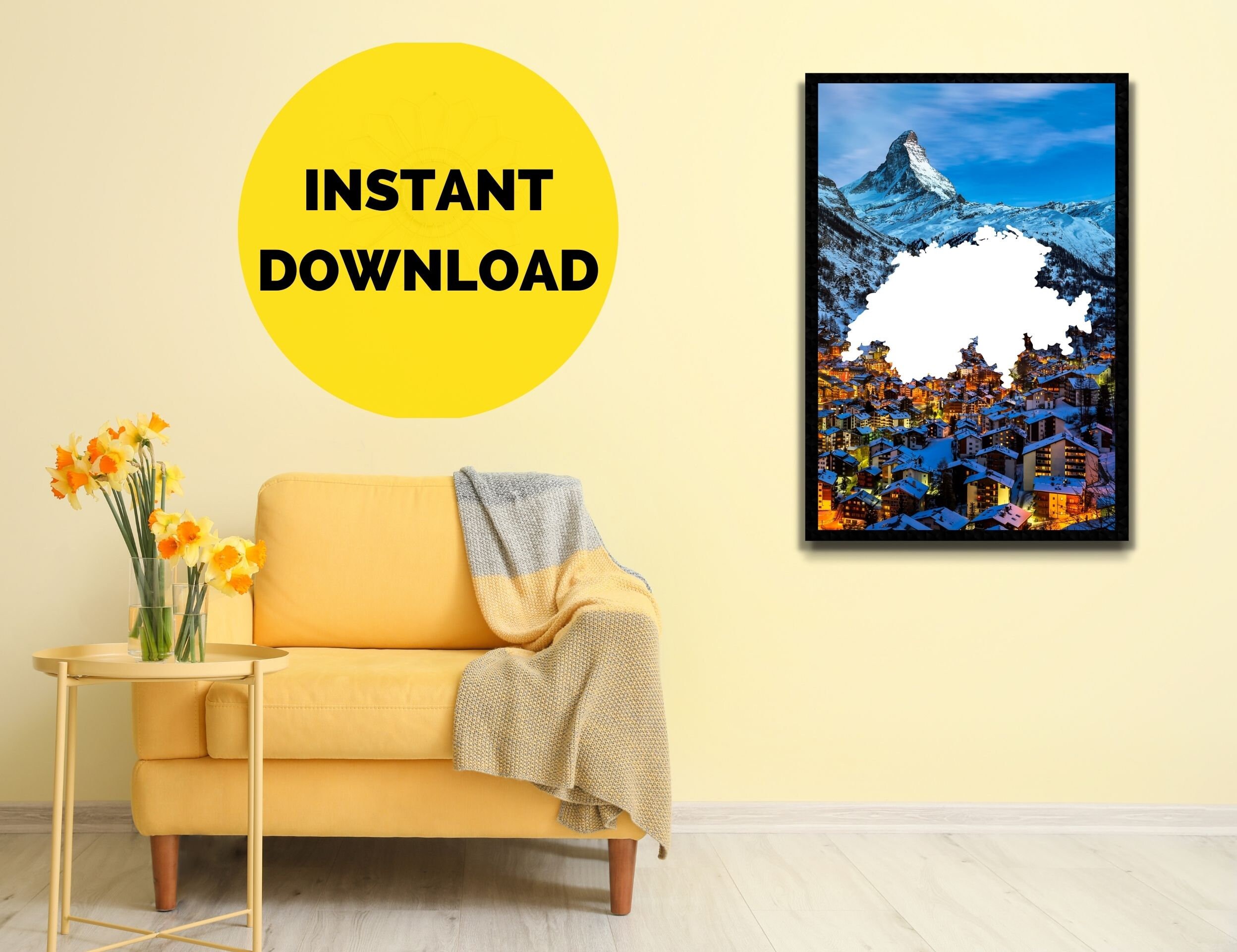 Printable Switzerland Wall Art Map | Downloadable Print Digital ...