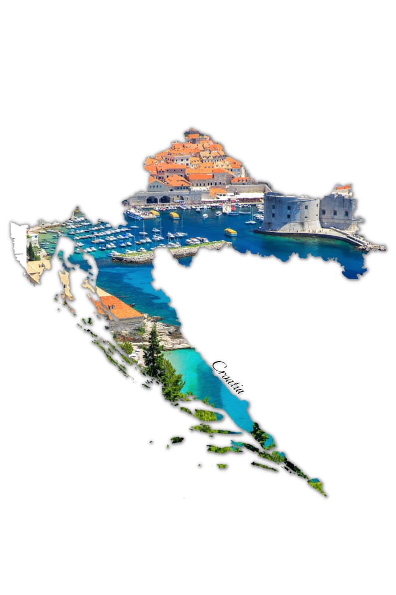Croatia Wall Art Map | Printable Digital Download Canvas | Croatian ...
