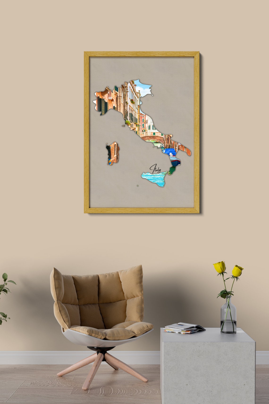 Italy Wall Art Map Printable Digital Download Canvas - Etsy