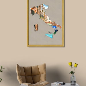 Italy Wall Art Map | Printable Digital Download Canvas | Italian Design ...
