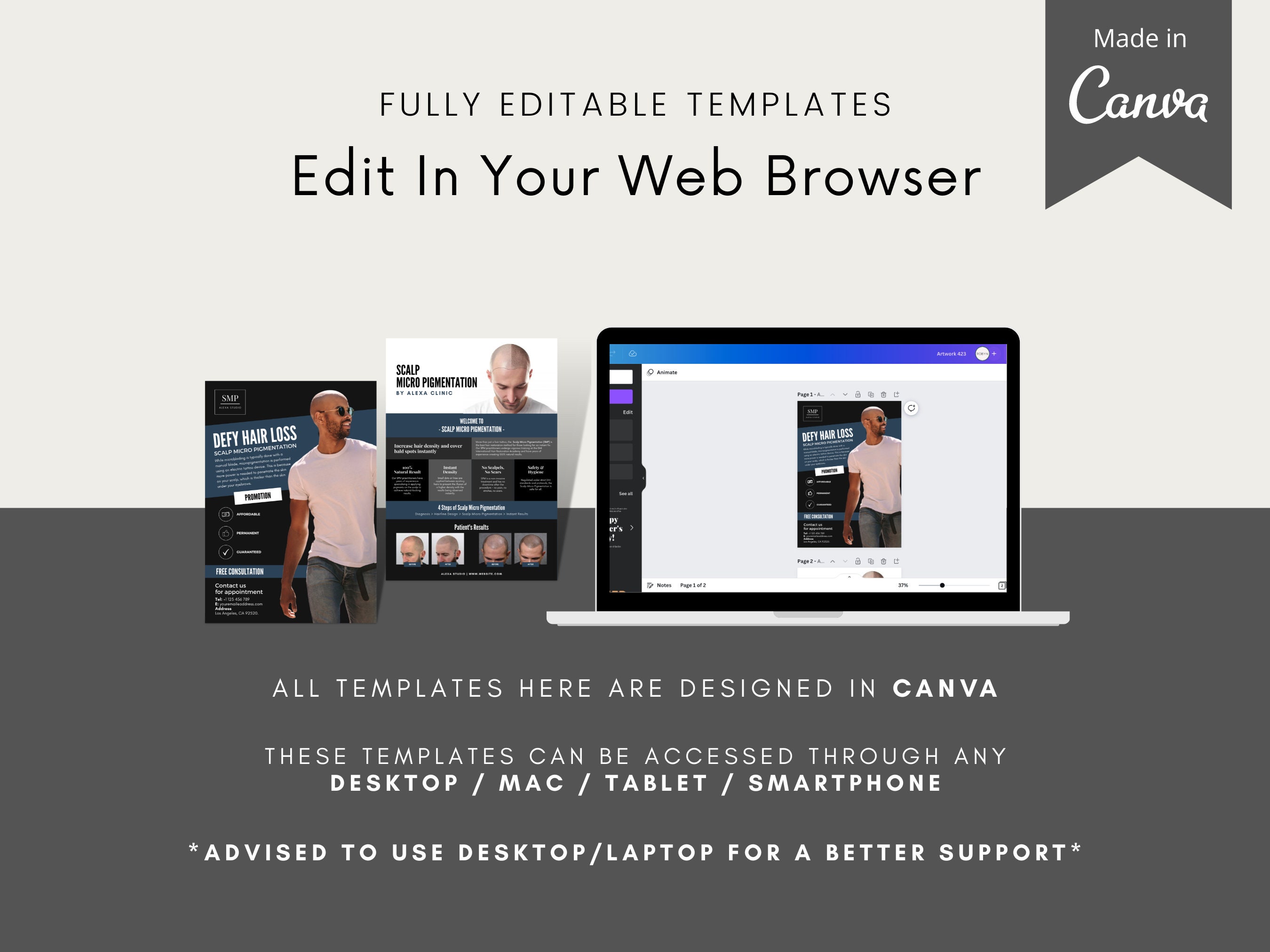 DIY SMP Flyer, Scalp Micropigmentation Flyer Templates Design, Hairline ...