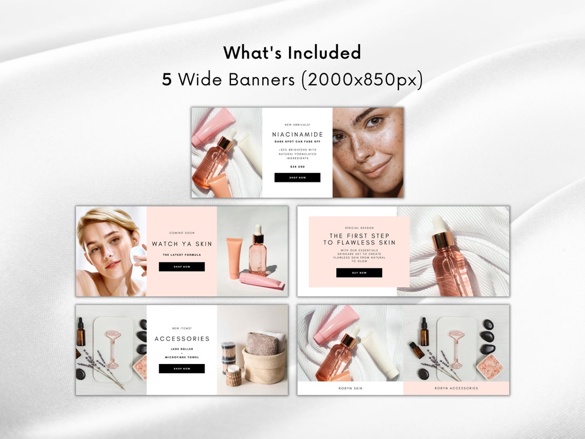 Skincare Product Shopify Website Banner Header Templates - Etsy