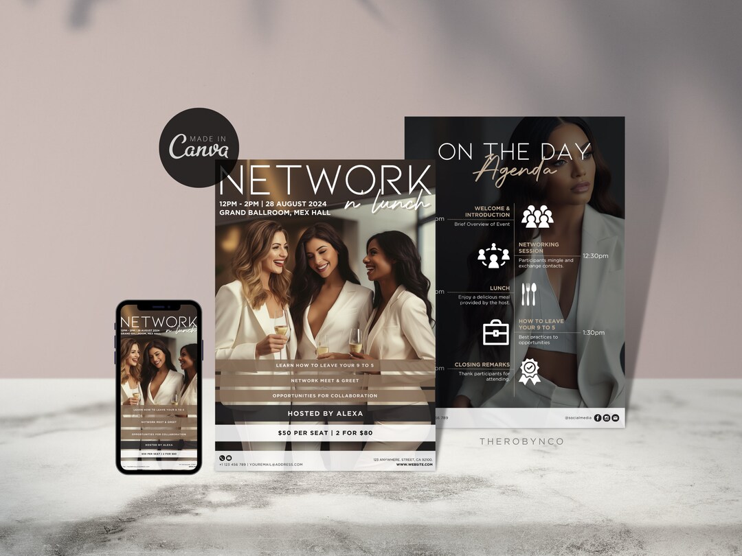 DIY Network Lunch Flyer Templates Design, Networking Women's ...