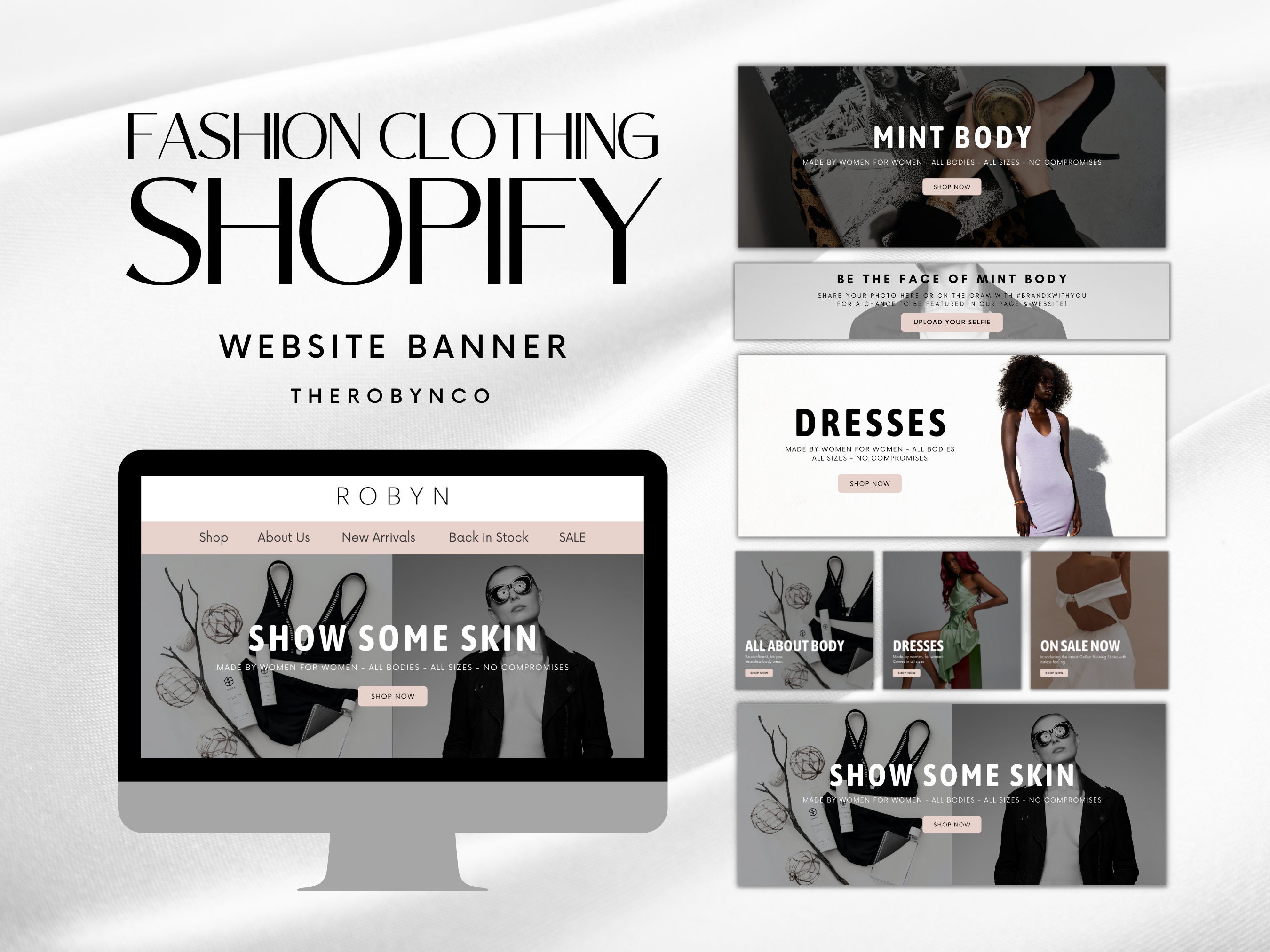 DIY Fashion Clothing Website Banner Shopify Bundle Set - Etsy