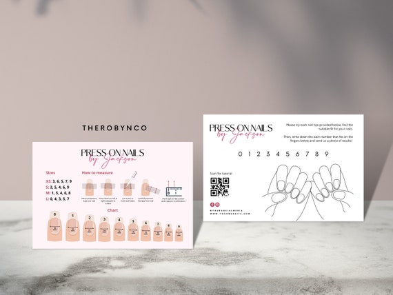 DIY Press on Nail Sizing Kit Chart Card Templates Design - Etsy