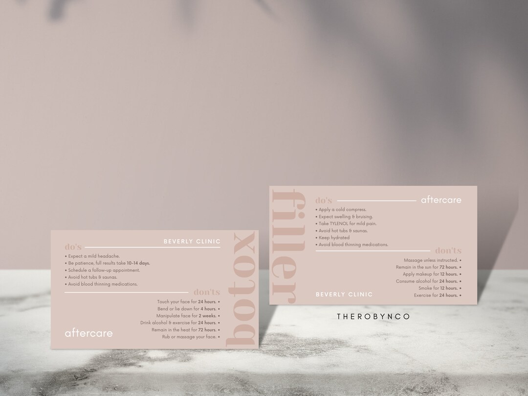 DIY Botox Filler Aftercare Card Design Mini Templates, Editable ...