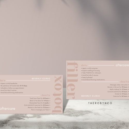 DIY Botox Filler Aftercare Card Design Mini Templates - Etsy