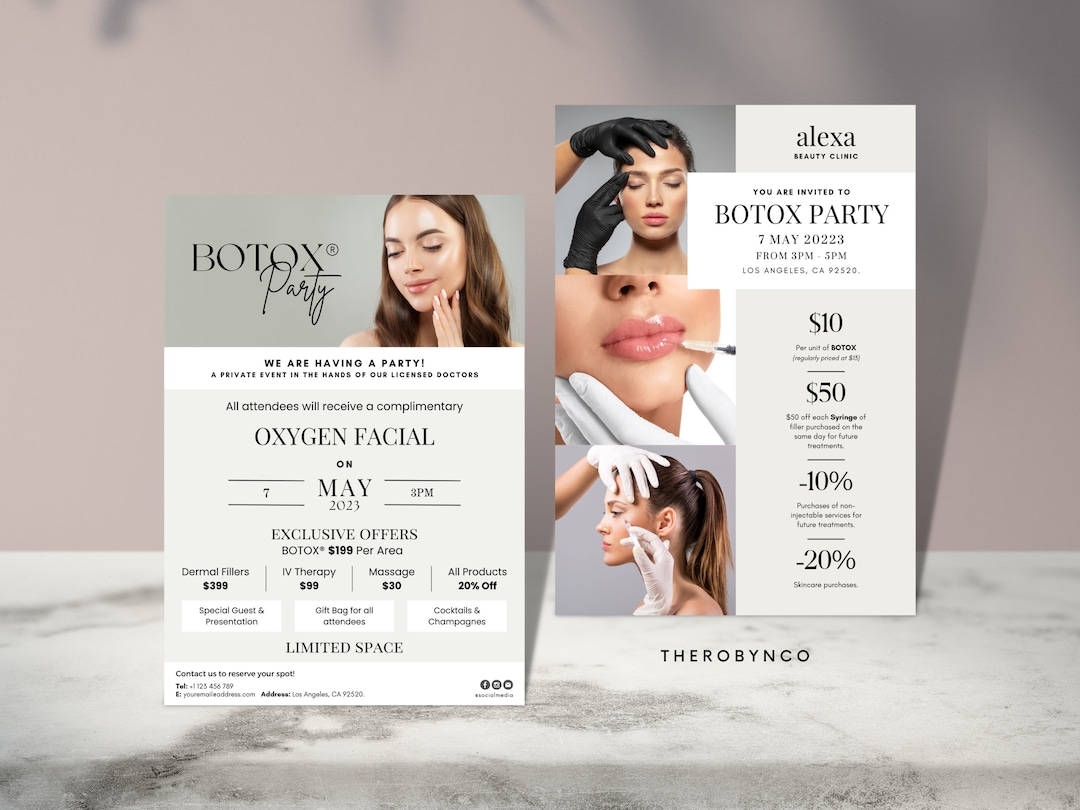DIY Botox Party Promotional Beauty Flyer Templates, Editable Printable ...