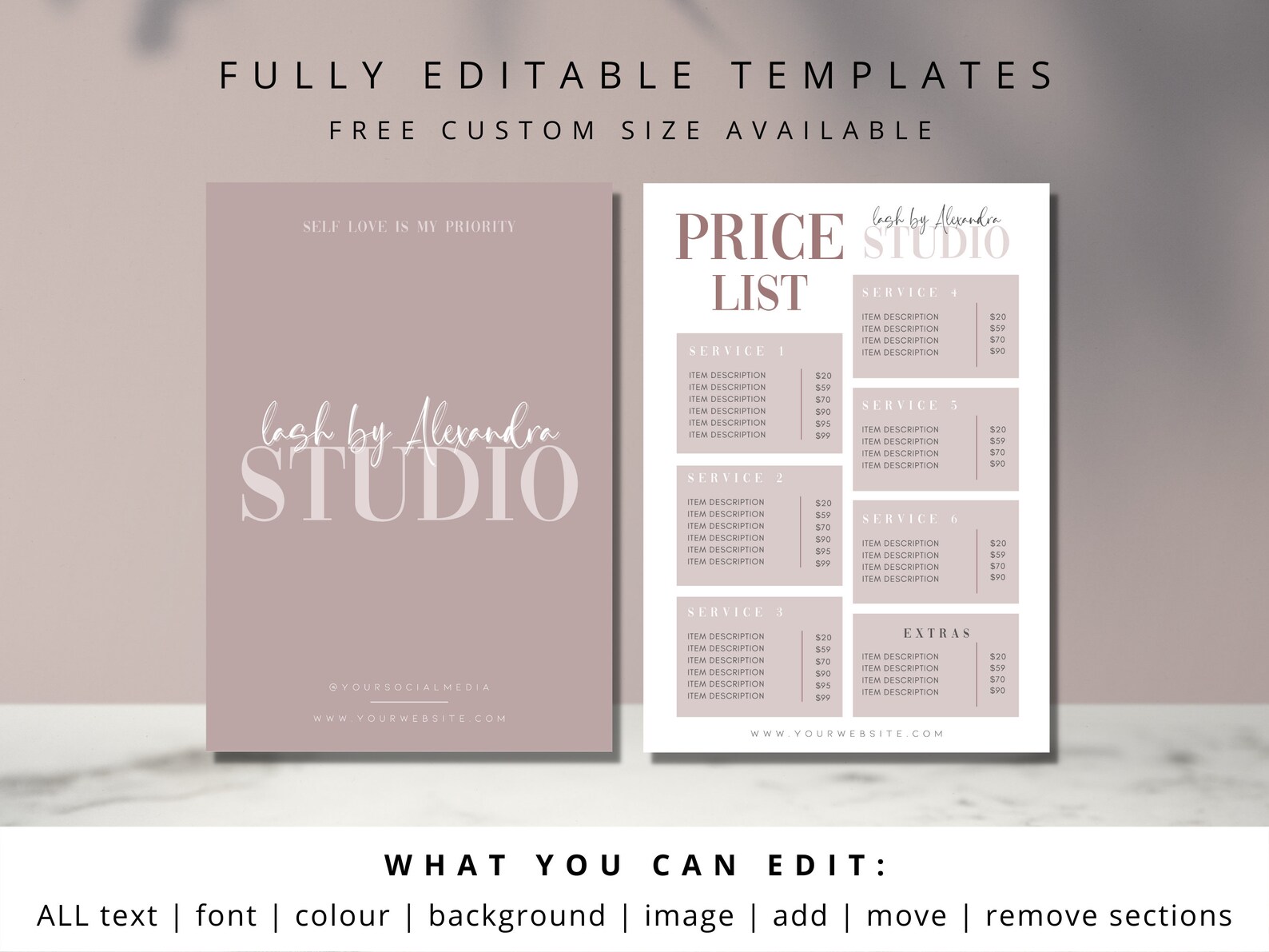 DIY Price List Templates Editable Printable More Listing - Etsy