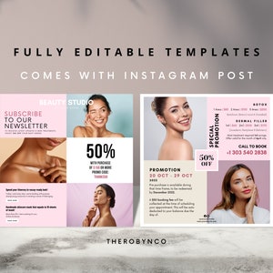 Beauty Flyer Brand Awareness Templates, Skincare Makeup Salon, Editable ...