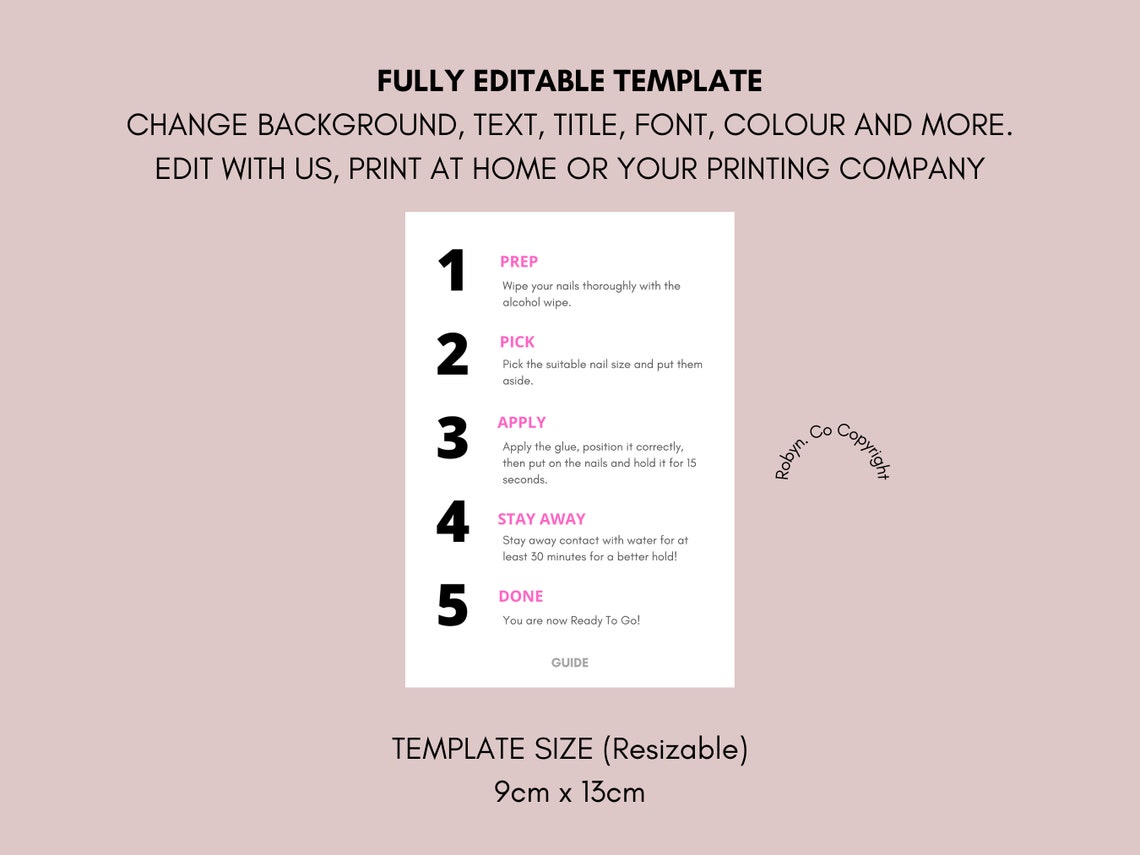 How to Apply Press on Nails Guide Templates Press on Nails - Etsy