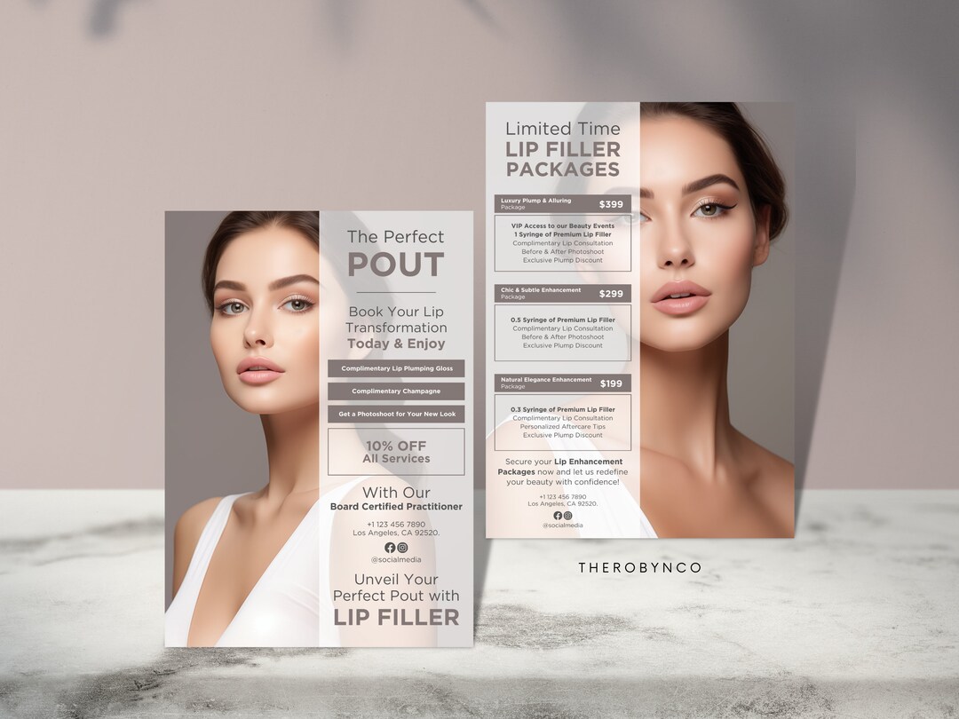 DIY Lip Filler Beauty Flyer Templates Design Lip Augmentation - Etsy