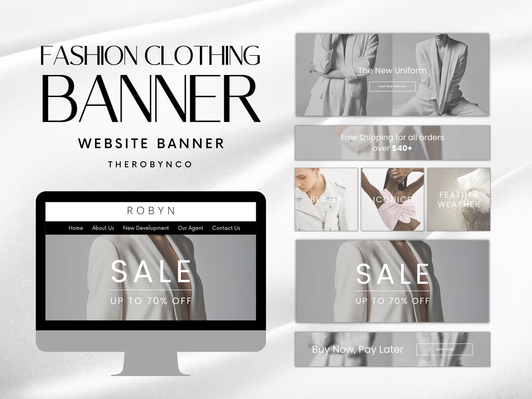 DIY Fashion Clothing Website Banner Shopify Bundle Set Templates Design ...