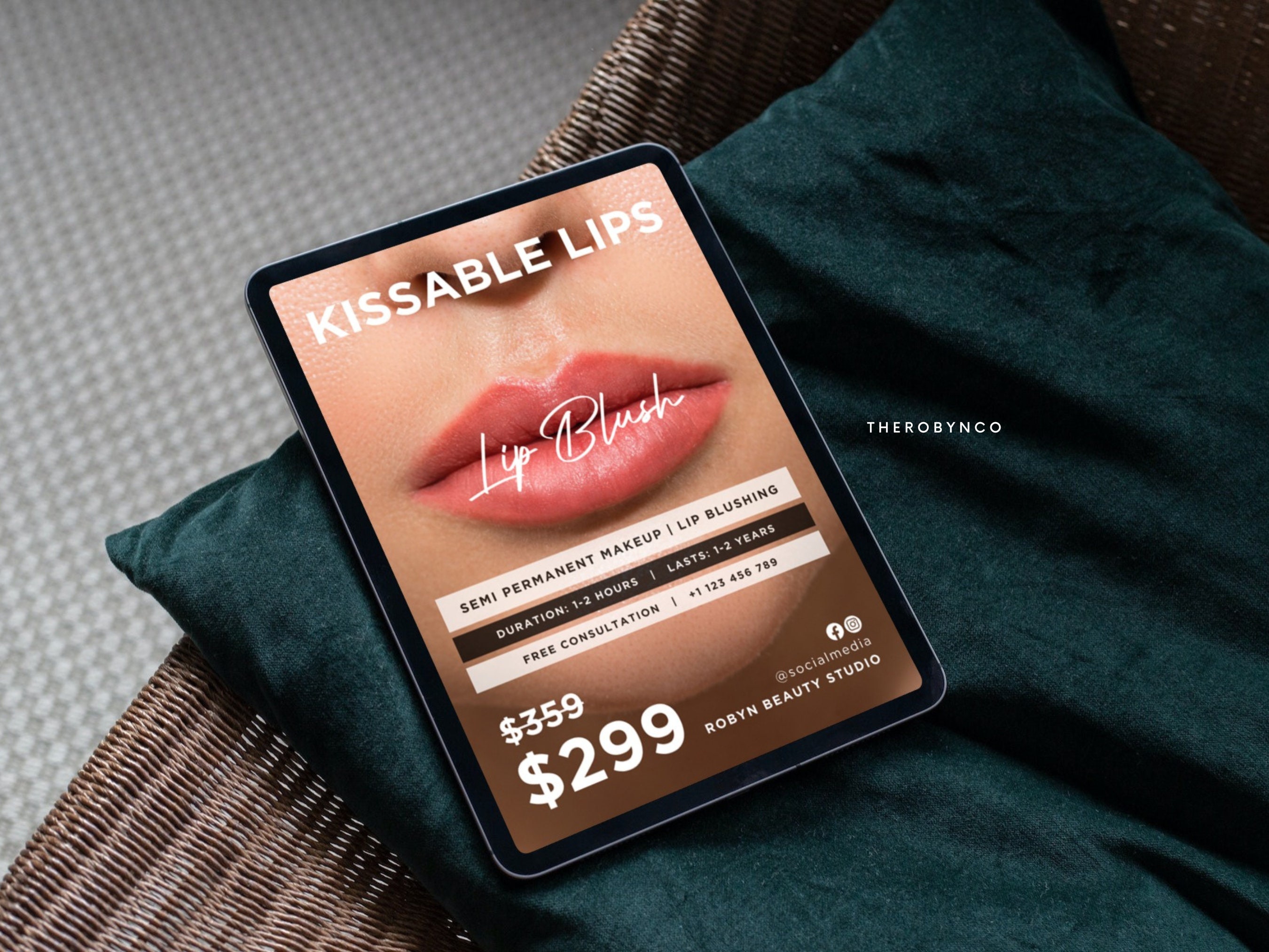 PMU Lip Blush Flyer Promo Design Templates, Editable, Printable ...
