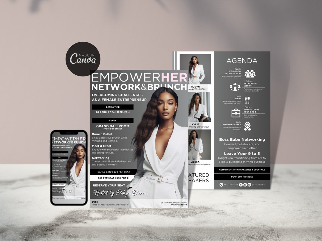DIY Network Brunch Flyer Templates Design, Networking Women's ...