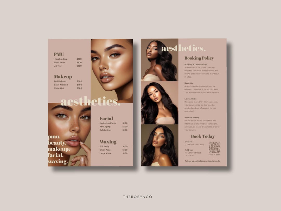 DIY Beauty Salon Flyer Price List and Booking Policy Templates Design ...