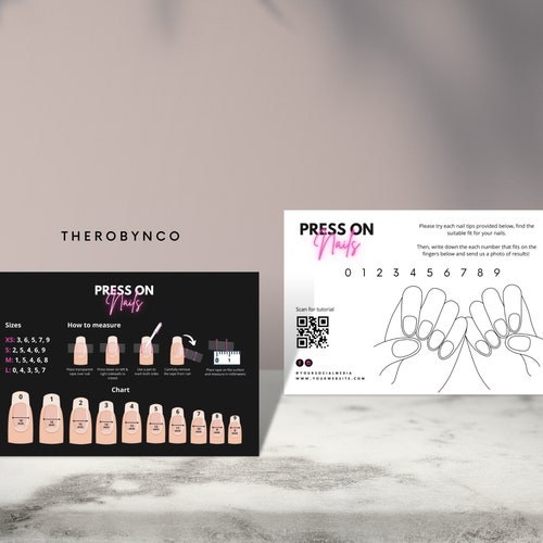 DIY Press on Nail Sizing Kit Chart Card Templates Design - Etsy