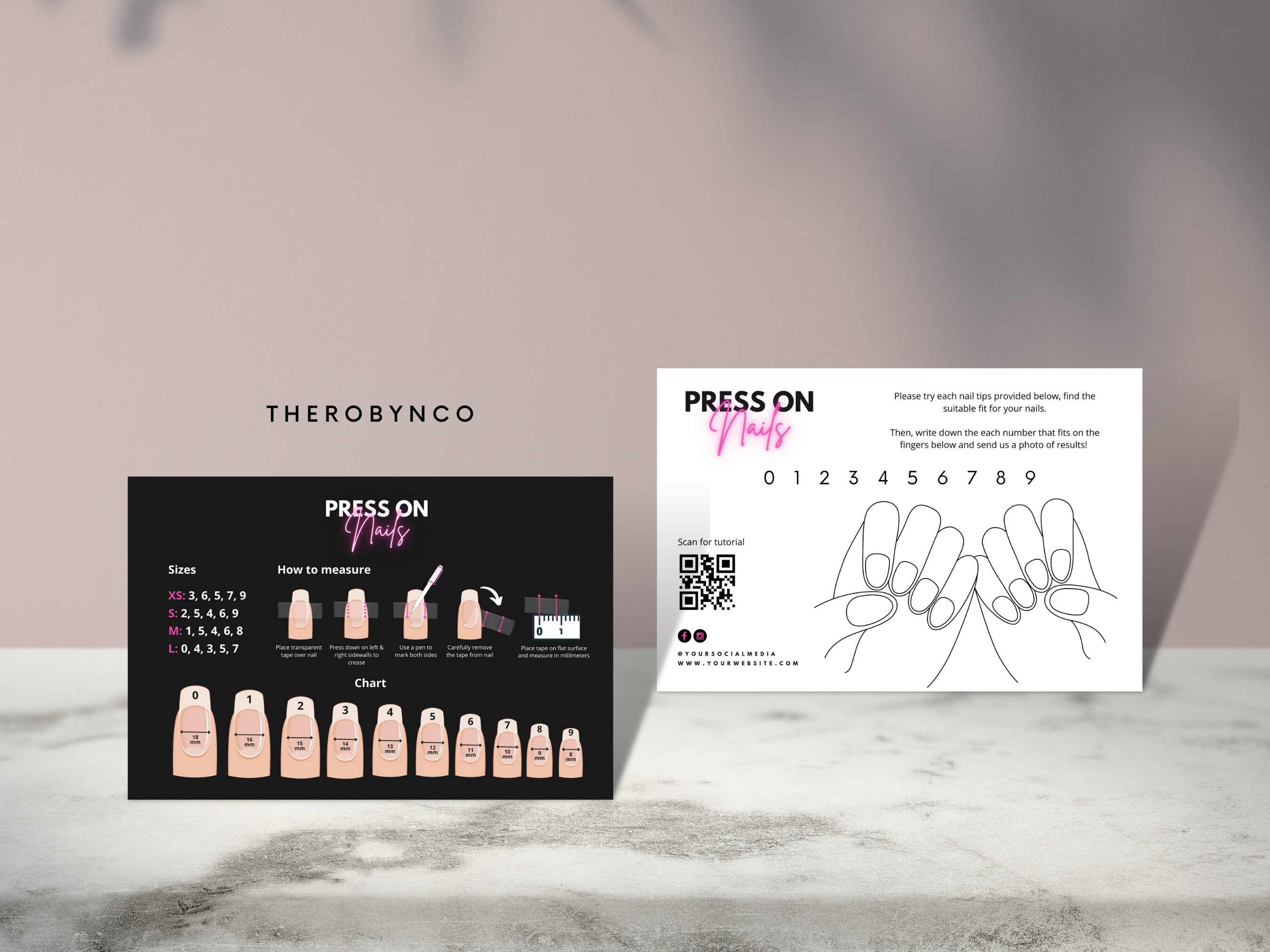 DIY Press on Nail Sizing Kit Chart Card Templates Design | Etsy