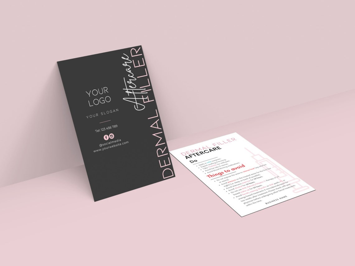 DIY Dermal Filler Aftercare Card Design Mini Templates, Editable ...