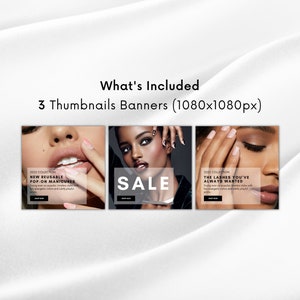 DIY Press on Nail Salon Shopify Website Banner Set Bundle Templates ...