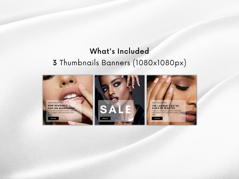 DIY Press on Nail Salon Shopify Website Banner Set Bundle - Etsy