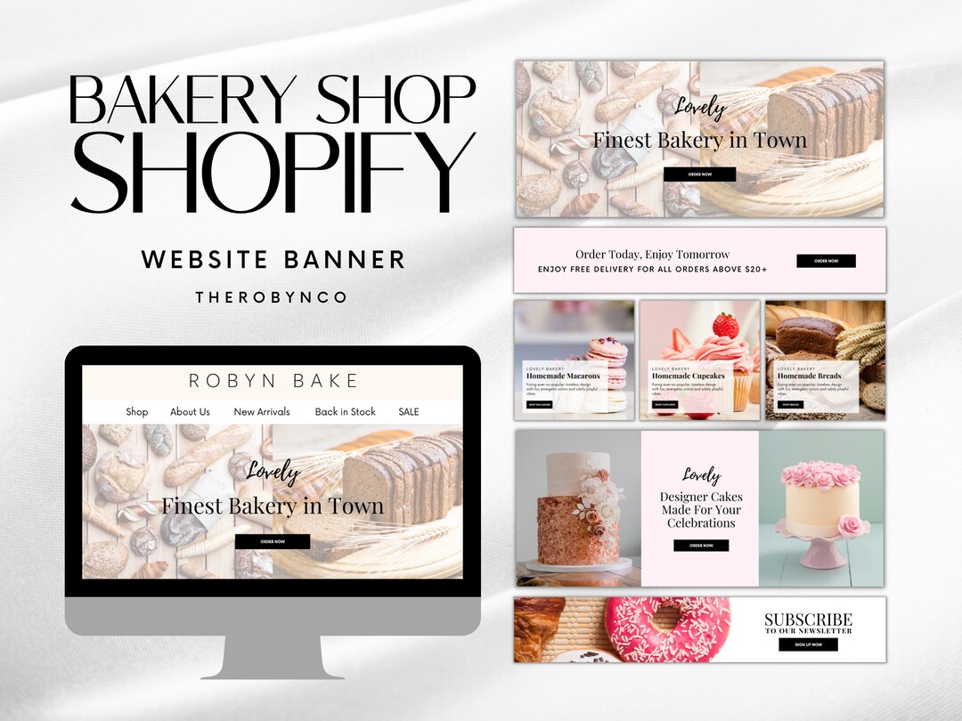 DIY Bakery Shop Shopify Website Banner Set Bundle Templates Design ...