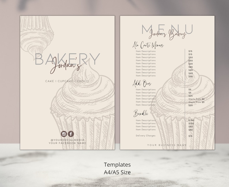 Coco Bakery Shop Price List Templates Editable Printable - Etsy