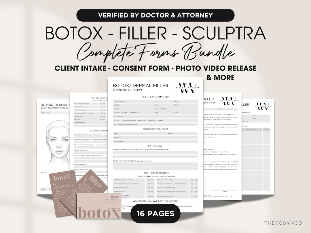 2024 Editable Botox Dermal Filler Consent Intake Form Templates ...