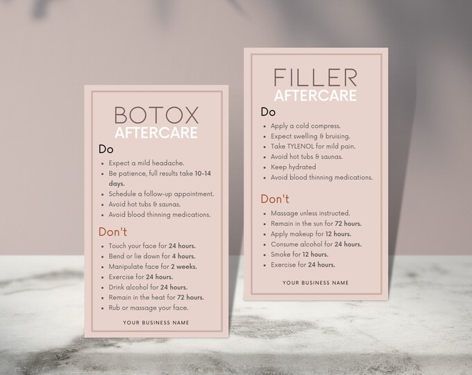 DIY Botox Filler Aftercare Card Design Mini Templates - Etsy