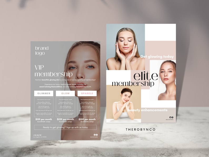 Beauty Facial Salon Flyer Menu Templates Modern Membership - Etsy