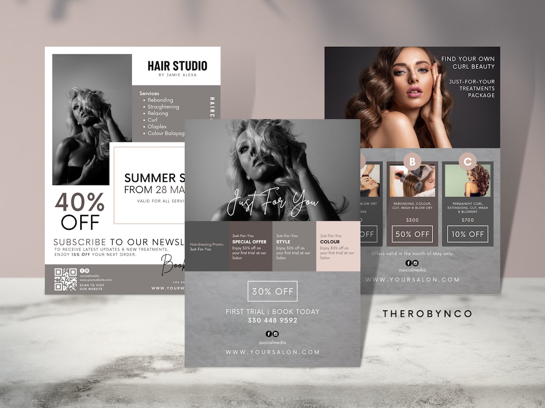 Hair Salon Flyer Templates Design, Editable Printable 2022, Beauty Hair ...