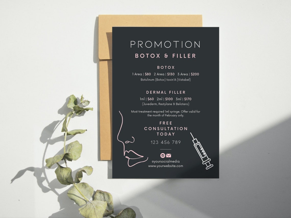 DIY Botox Filler Promotion Beauty Flyer Templates Editable - Etsy